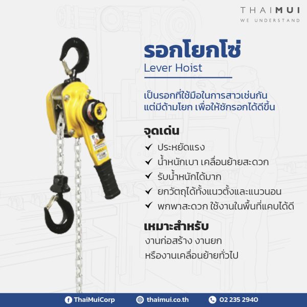 รอก (Hoist) มีกี่แบบ ? แตกต่างกันอย่างไร ? - ไทยมุ้ย THMUI - ผู้เชี่ยวชาญลวดสลิง อุปกรณ์ยกหิ้ว ...